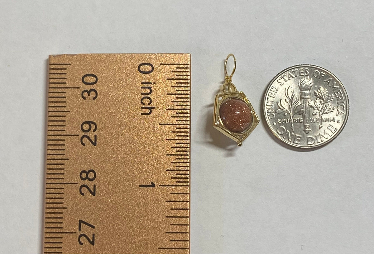 Vintage NOS 1960's 18 Karat Yellow Gold and 7mm Goldstone "Venturina" – G & W