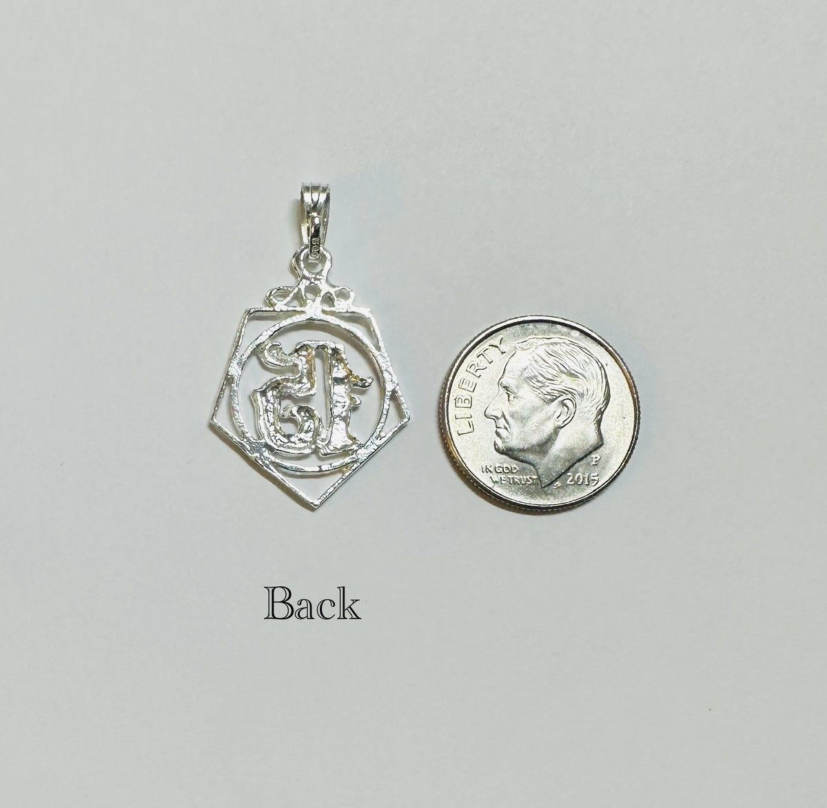 Sterling Silver Pentagon Shaped "15" Charm – G & W