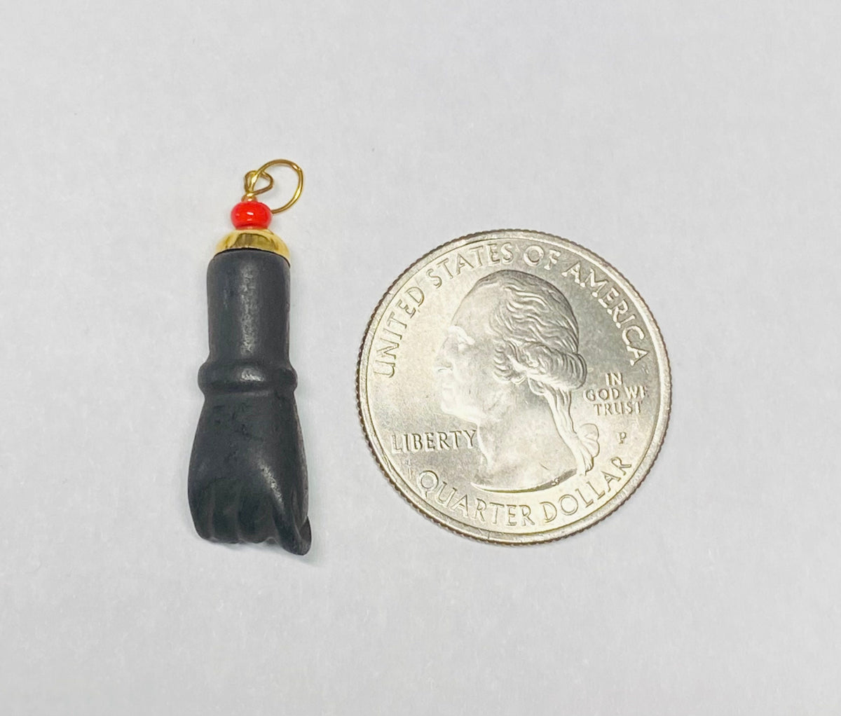 Vintage NOS 14 Karat Yellow Gold and Genuine Azabache Jet and Coral Ma ...