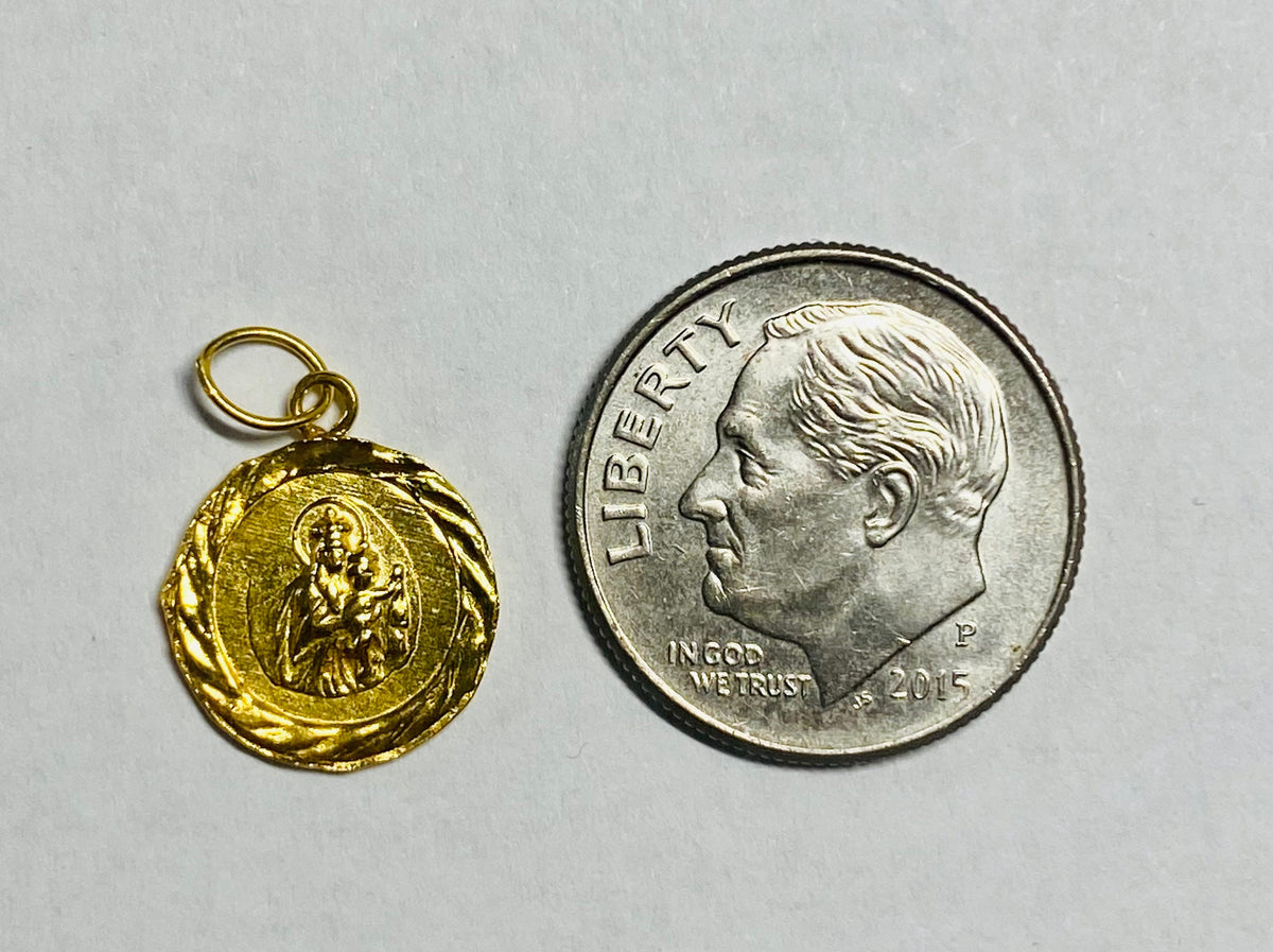 14 Karat Yellow Gold Scapular Sacred Heart of Jesus & Our Lady of Moun ...