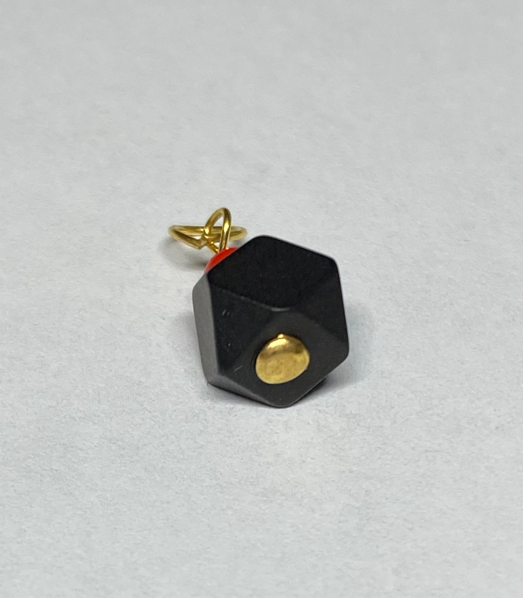 14 Karat Yellow Gold Genuine Azabache Jet & Coral Charm (6mm or 9mm Si ...