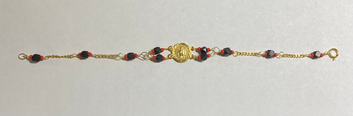 14K Gold Genuine Azabache Jet-Coral Our Lady of Mount Carmel "Virgen d ...