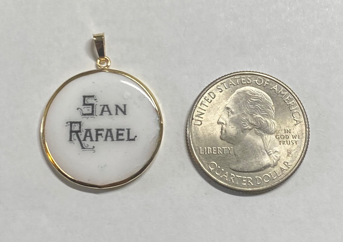 Vintage NOS 1970's 10K Enameled Saint Raphael "San Rafael" 23.7mm Roun ...