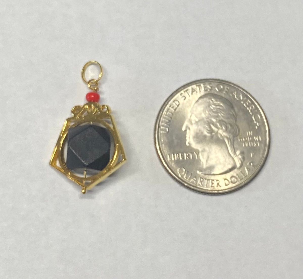 Vintage NOS 1960's 14K Genuine Azabache Jet 9mm Bead Pentagon Shape Sp ...