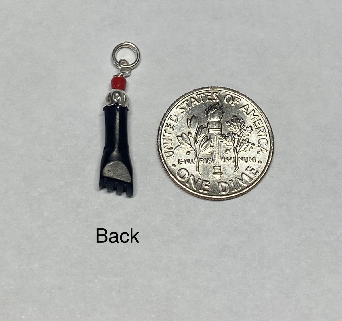 Sterling Silver 925 Genuine Azabache Jet & Coral Bead Mano Figa Charm ...