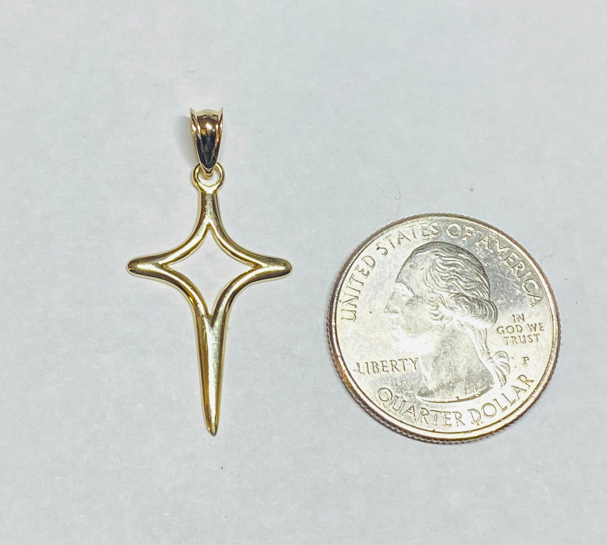 14 Karat Yellow Gold Freeform Modern Cross Pendant – G & W