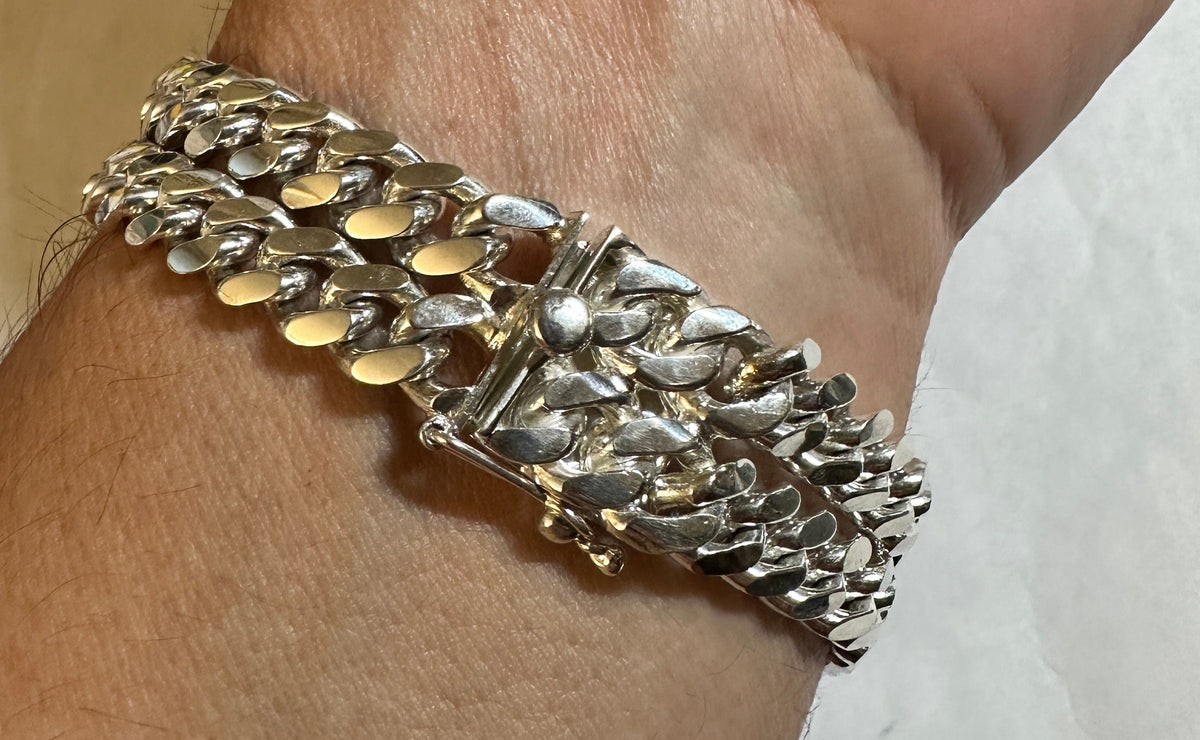 Sterling Silver Miami Cuban Link Saint Barbara "Santa Barbara" ID Brac ...
